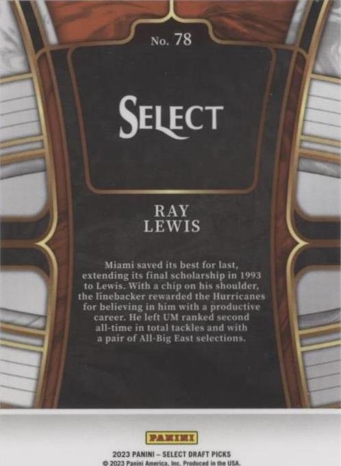 2023 Panini Select Draft Picks Ray Lewis #78 for sale | eBay