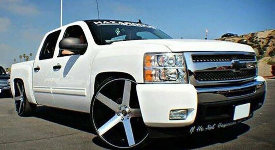 28" Strada Perfetto Black Machine Wheels Tires Silverado Tahoe Sierra ...
