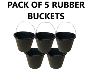 5X HEAVY DUTY 3 GALLON 14L RUBBER BUILDERS BUCKET STABLE MUCKING OUT ...