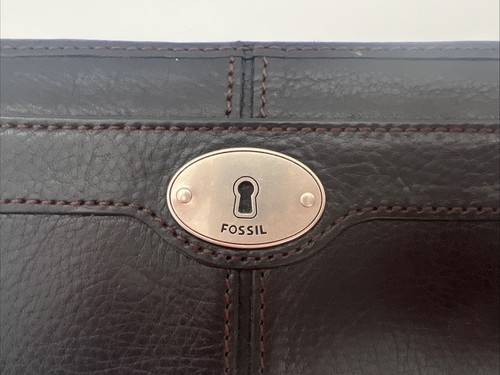 Fossil Leather Trifold Clutch Wallet Organizer Keyhole Vintage Black ...