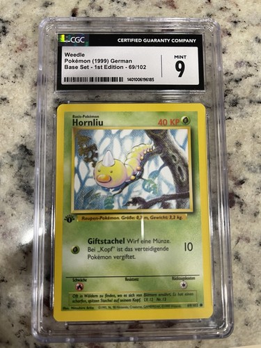 CGC 9 MINT German Weedle / Hornliu Base Set 1st Edition Pokemon 69/102 ...