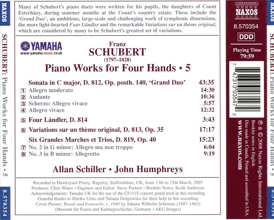 JOHN HUMPHREYS / ALLAN SCHILLER SCHUBERT: PIANO WORKS FOR FOUR HANDS ...