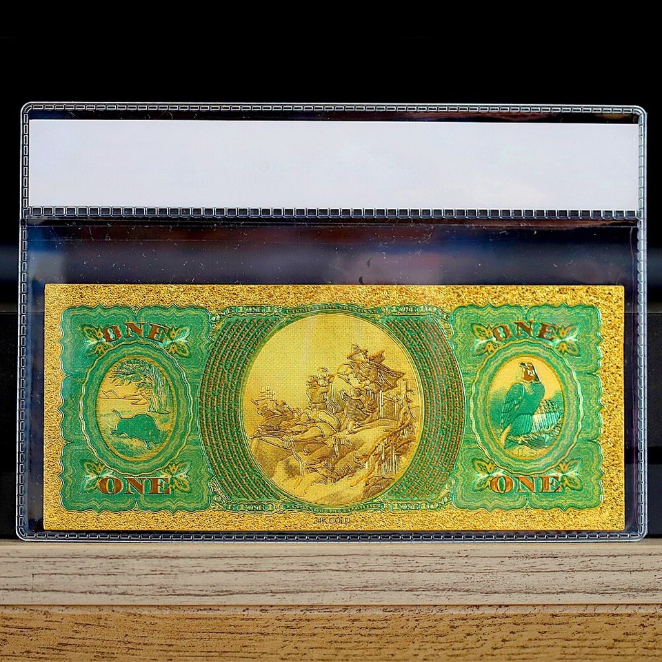 100mg 24K Gold 1865 $1 One Dollar National Note Currency Banknote with ...