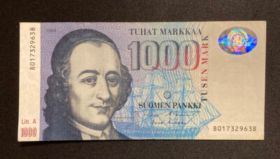 Finalnd 1000 Markkaa, Series 1986(1991), VF-EF, Rare, USPS Tracking ...