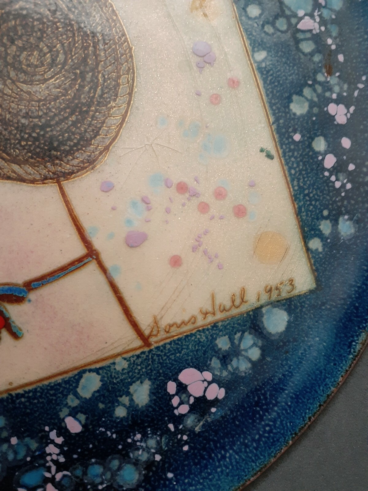 Original Doris Hall enamel on copper Art Deco portrait plate, 8 inches ...