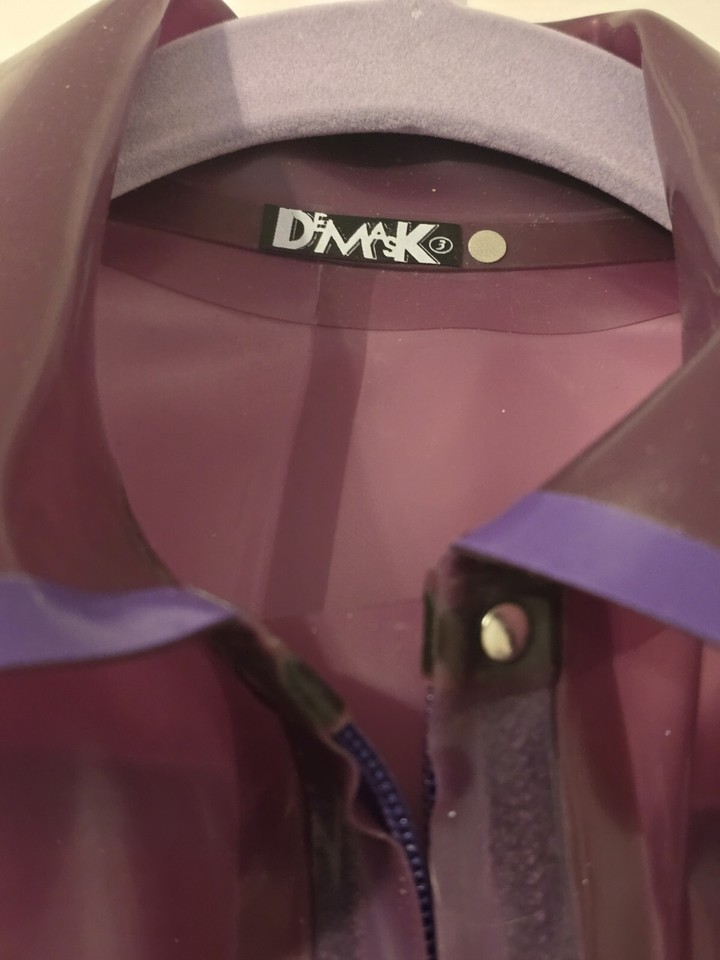 Female Demask Size 3 Latex Catsuit Clear Purple Crotch Zip Rubber | eBay