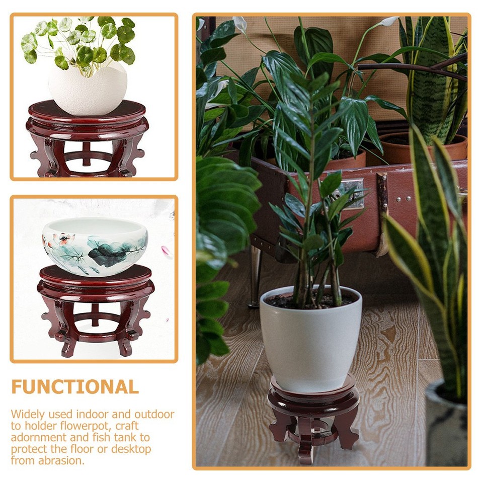 Wood Display Riser Flower Vase Base Asian Style Chinese Pot Stand ...