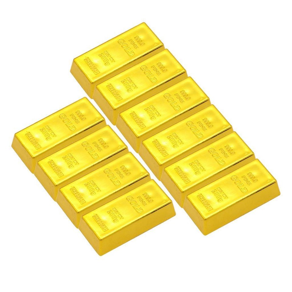 10Pcs Fake Plastic Gold Bar Bullion Prop Halloween Dress Ornament Kids ...