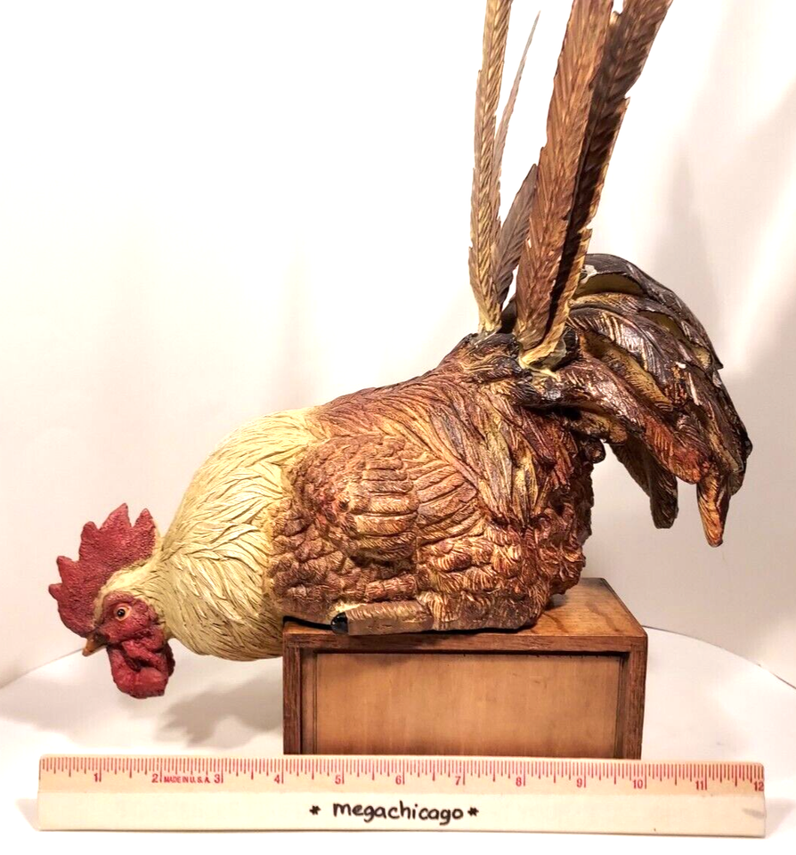 Realistic Chicken Shelf Sitter Resin with Metal Tail Feathers. *Box NOT ...