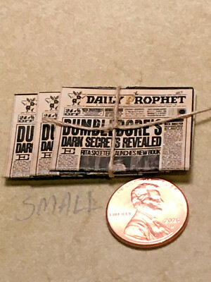 2" tall SMALL tiny Daily Prophet newspaper mini Dumbledore Dark Secrets ...