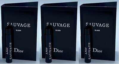3 Samples Vial SAUVAGE ELIXIR by CHRISTIAN DIOR for Men 0.03 oz PARFUM ...