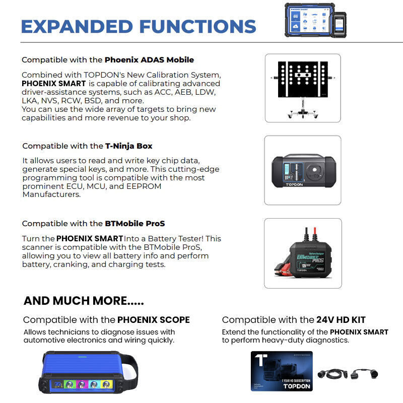 🔥TOPDON Phoenix SMART+24V HD KIT Auto OBD2 Diagnostic Scan Ecu ...