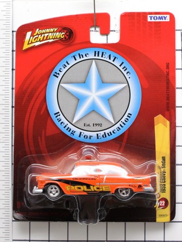 Johnny Lightning 2010 Beat The Heat, '55 Chevy Sedan, orange w/police ...