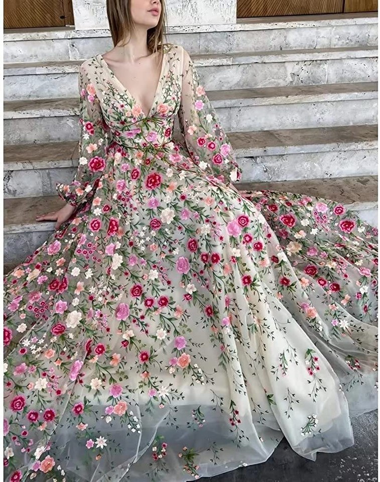 Sleeveless Tulle Embroidered Prom Dresses Lace Formal Evening Party ...