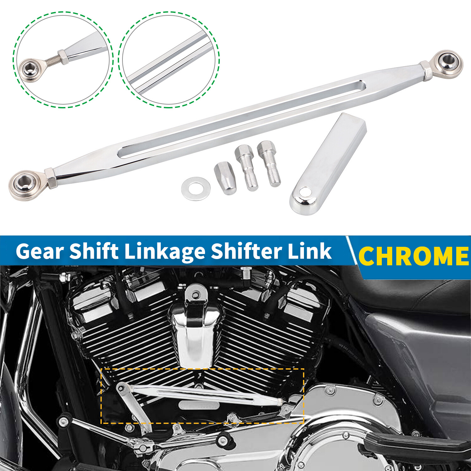 Motor Chrome Gear Shift Linkage For Harley Fatboy FLSTF Heritage ...