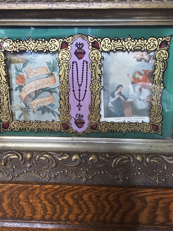 ANTIQUE CATHOLIC SHADOW BOX THE HOLY ROSARY VIRGIN MARY RARE AND ...