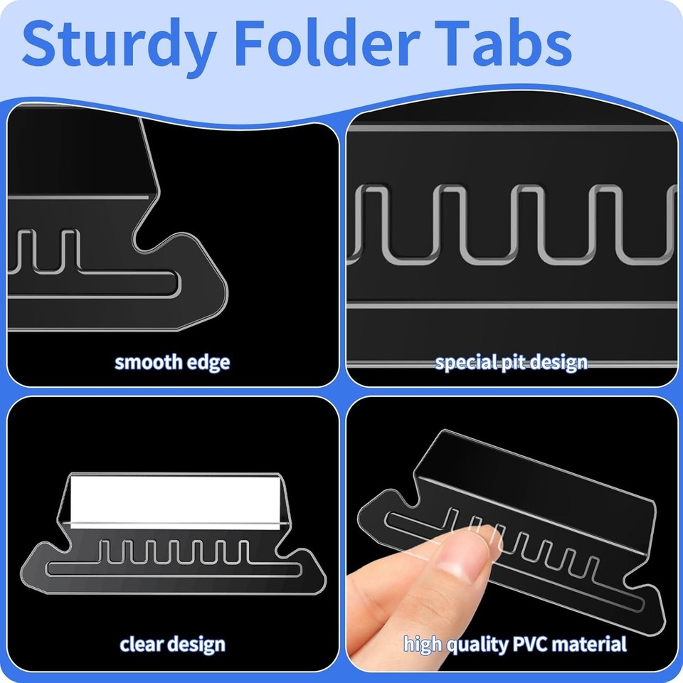 Hanging File Folder Tabs, 120 Pcs Tabs and 200 Inserts, Clear | eBay