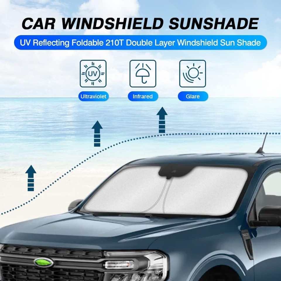 KUST Windshield Sun Shade for Ford Sunshade 2022+ Maverick, Silver ...