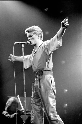 British pop singer David Bowie performing on stage during concert - Old ...