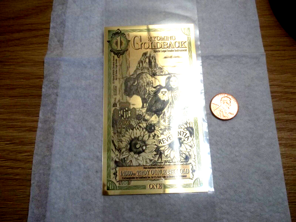 24K GOLD #1 WYOMING GOLD BACK NOTE, INFUSED BILL | eBay