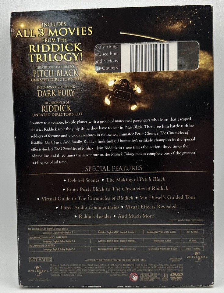 Riddick Trilogy The Franchise Collection DVD Vin Diesel Free Shipping ...