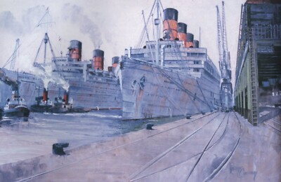 LINERS SS QUEEN MARY & RMS AQUITANIA SOUTHAMPTON 1945 STUNNING HARDBACK ...