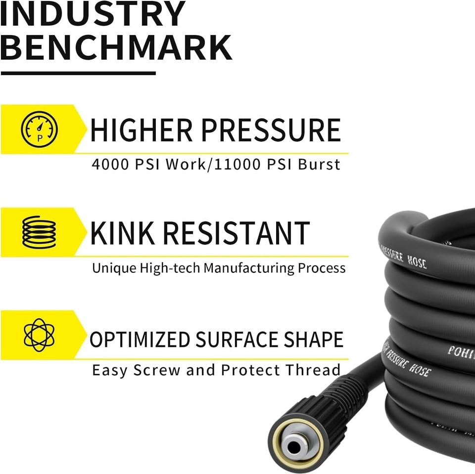 25-Foot Pressure Washer Hose for 3000Psi Craftsman Generac Greenworks ...