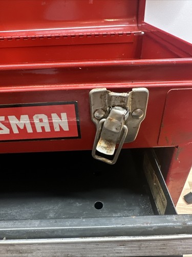 Vintage CRAFTSMAN Dark Gray Red Tool Box Chest W/Beautiful Natural ...