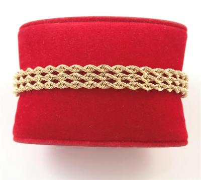 Vintage 14k Yellow Gold 8MM Wide Diamond Cut Tripe Rope Chain Bracelet ...