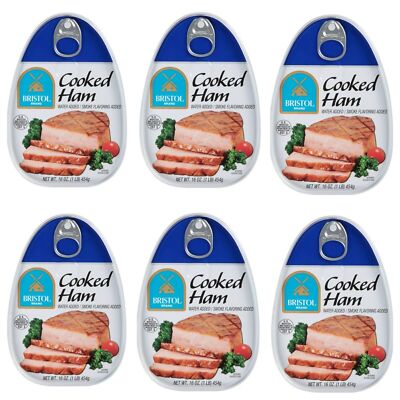 6 Pack Bristol Cooked Canned Ham 16oz Smoke Flavor Picnic | eBay