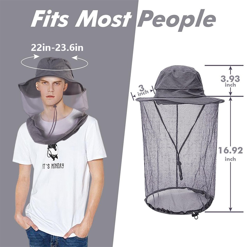 Mosquito Insect Hat With Bug Net Mesh Head Sun Bee Protection Fishing ...