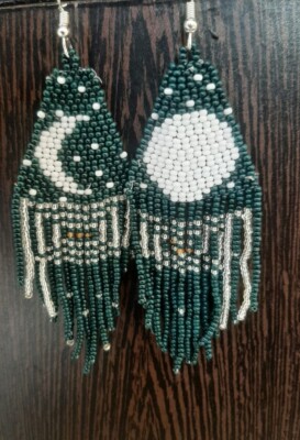 Tribal Earrings Native Large Boho American Seed Beads Handmade Earring ...