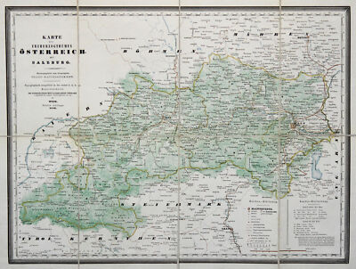 Austria Archduchy Original Multicolor Print Map 1846 | eBay UK