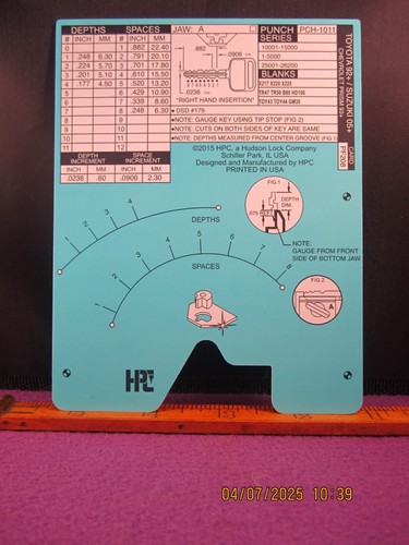 HPC 1200 KEY PUNCH CODE CARD PF 208 ( TOYOTA 92 +SUZUKI 05 +CHEVROL ...