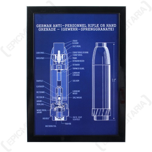 Gewehr Sprenggranate 30 Framed Blueprint - A4 WW2 Print Artwork Mens ...