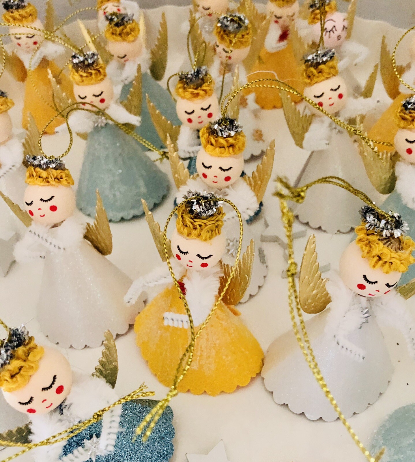 Vintage Inspired, Handmade Angel Ornament Spun Cotton Head | eBay