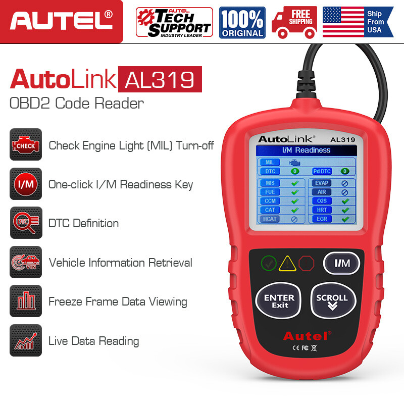 Autel Autolink AL319 OBD2 CAN OBDII Auto Car Code Reader Diagnostic ...