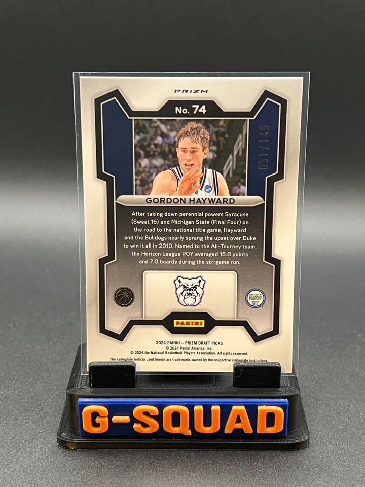 2024 Panini Prizm Draft Picks Gordon Hayward Blue RayWave Prizm /149 ...