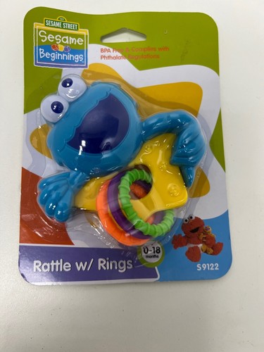 Sesame Street Beginnings - Cookie Monster - Rattle With Rings - 0-18 ...