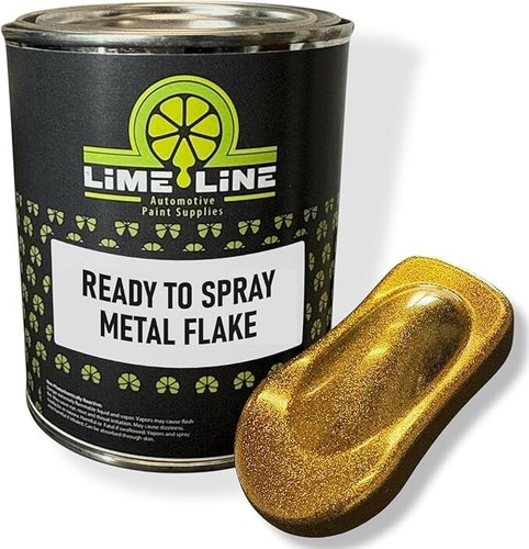 LiME LiNE Gold Metal Flake Ready to Spray Automotive Basecoat - 1 Quart ...