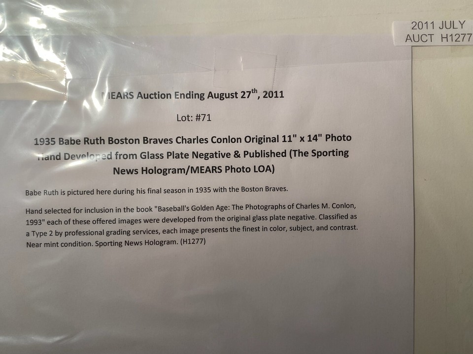 1935 Babe Ruth Charles Conlon 11x14 Photo From Original Glass Plate ...