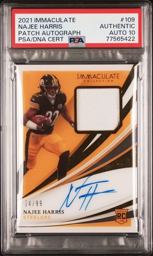 2021 Immaculate Najee Harris Rookie Patch On-Card Auto 54/99 PSA Auto ...