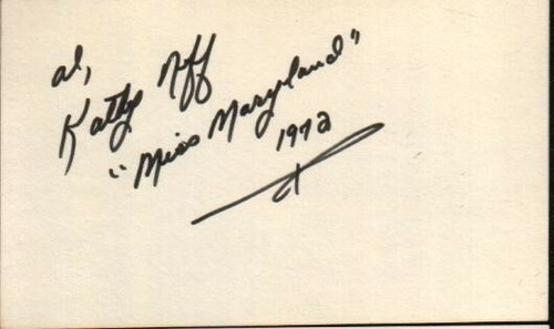 Kathy Neff Autographed Index Card 1972 Actress & Miss Maryland 1972 | eBay