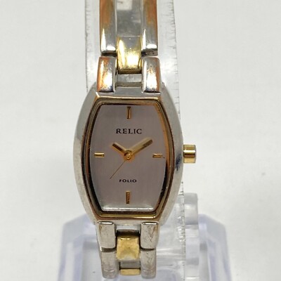 Relic Folio Watch Women 17mm Silver Gold Two Tone 30M WR New Battery 6 ...