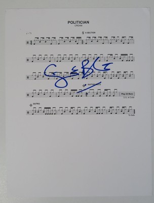 Ginger Baker CREAM Signed Autograph Auto "Politician" Drum Chart Sheet ...