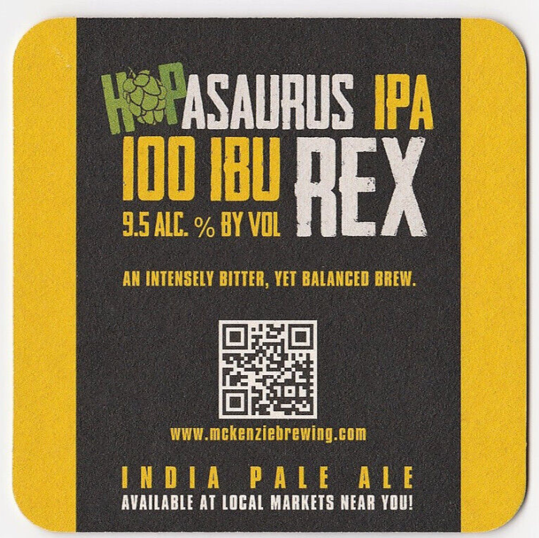 McKenzie Brewing Co Hopasaurus Rex IPA Beer Coaster Eugene OR | eBay