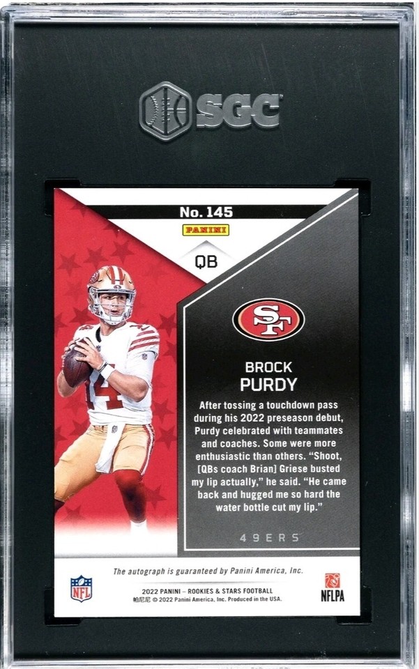 2022 Panini Rookies & Stars BROCK PURDY Auto #145 RC 49ers Rookie QB ...