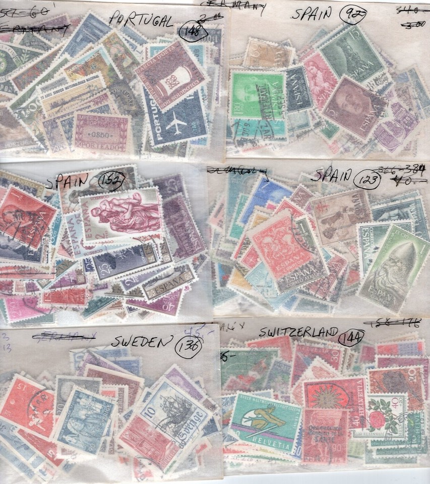 Europe 1940's-1960's Collection 1632 Stamps Most Used in Glassine ...