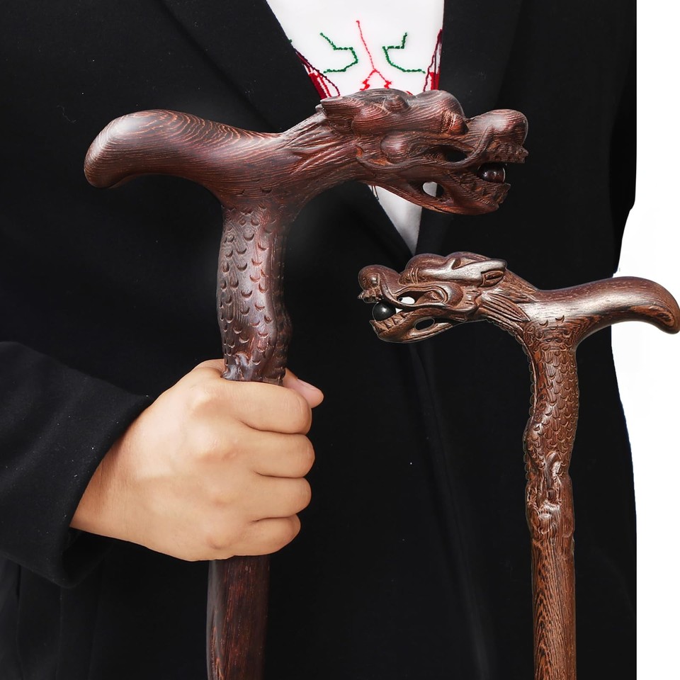Dragon Canes for Men, Handmade Wooden Walking Canes for Men Women,Heavy ...