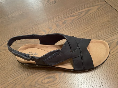 Clarks Merliah Echo Navy Leather Sandals Size 11 Comfortable Strap ...
